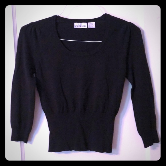 CB Design | Sweaters | Sold Cb Design Black Puff Sleeve Cropped Sweater ...